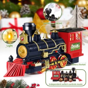 Shemira Christmas Train Set, Train Toys for Boys Girls,Toy Train with Light Smoke and Sound,Steam Train Set for Around Christmas Tree,Christmas Train Toys Gifts for 3 4 5 6 7 8+ Year Old Kids