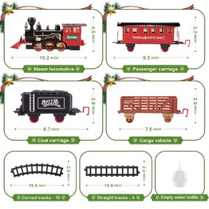 Shemira Christmas Train Set, Train Toys for Boys Girls,Toy Train with Light Smoke and Sound,Steam Train Set for Around Christmas Tree,Christmas Train Toys Gifts for 3 4 5 6 7 8+ Year Old Kids