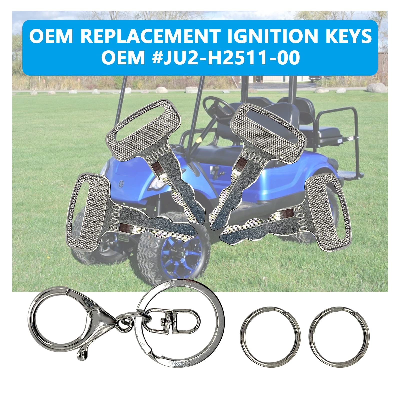 Golf Carts Keys 4 PCS Golf Cart Replacement Ignition Keys for Yamaha G14 G16 G19 G22 G29/Drive Golf Cart OEM# JU2-H2511-00 Gas/Electric