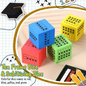 Hanaive 20 Pcs Ten Frame Dice Large Foam Dice for Classroom Math Manipulatives Kindergarten Classroom Supplies for Teachers Elementary Subitizing Dice Educational Counting Toys Math Learning Tools