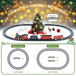 Shemira Christmas Train Set, Train Toys for Boys Girls,Toy Train with Light Smoke and Sound,Steam Train Set for Around Christmas Tree,Christmas Train Toys Gifts for 3 4 5 6 7 8+ Year Old Kids