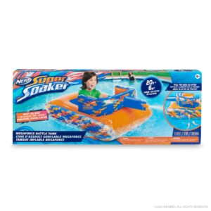 NERF Super Soaker Megaforce Battle Tank Ride-On – Inflatable Pool Float with Pool-Fed Mega Water Blaster