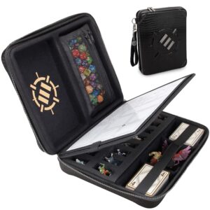 enhance dnd binder - collector's edition rpg organizer case with built-in character sheet holder and erasable scribe panel, dice rolling area, removable pen pouch, miniature foam tray (dragon black)