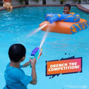 NERF Super Soaker Megaforce Battle Tank Ride-On – Inflatable Pool Float with Pool-Fed Mega Water Blaster