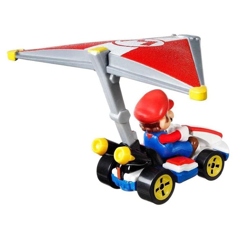 Hot Wheels Mariokart - GVD31 ~ Character Die-cast Toy Vehicle ~ Mario Standard Kart and Super Glider