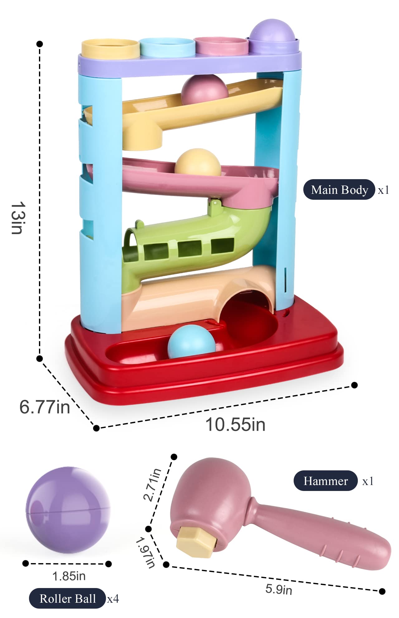 MEIJIABA Toys for 2 Year Old Boys, Toddler Sensory Educational Toys Age 2-4, Montessori Toys for Babies 18 Months, Girls Boys Early Learning Stacking Pound A Ball Hammer Birthday Gifts