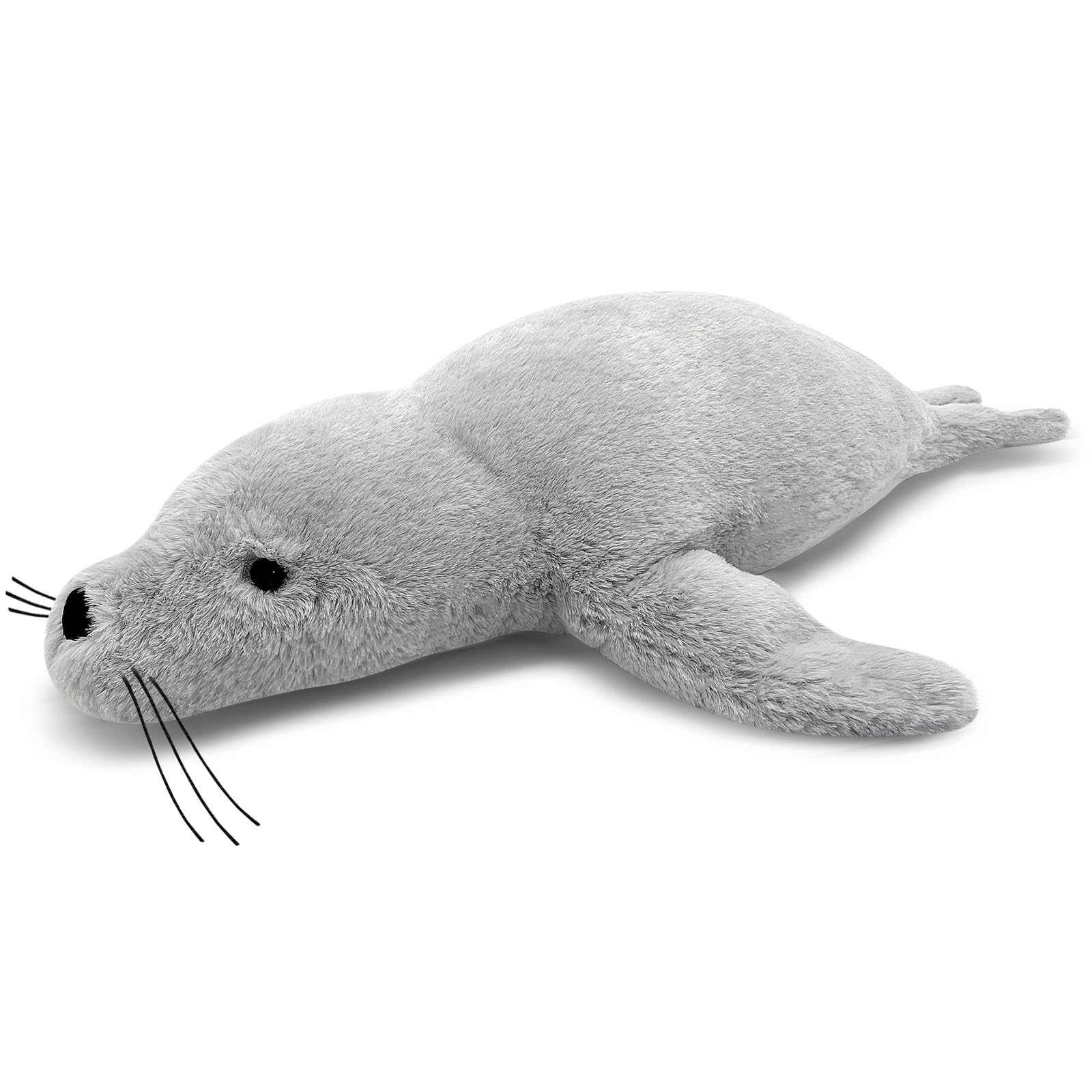 CSVBTRF Weighted Stuffed Animals, 2 lb, 23" Seal Plush Gift for Kids - Grey Hug Seal Plush Animals （Grey, 23"