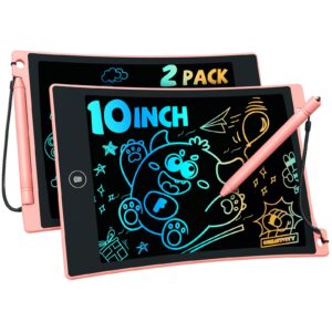 tekfun toys for kids, 2 pcs lcd writing tablet with anti-lost stylus, 10in erasable doodle board reusful drawing pad for kids, travel car trip learning toys christmas birthday gift for 3 4 5 6 7 girls