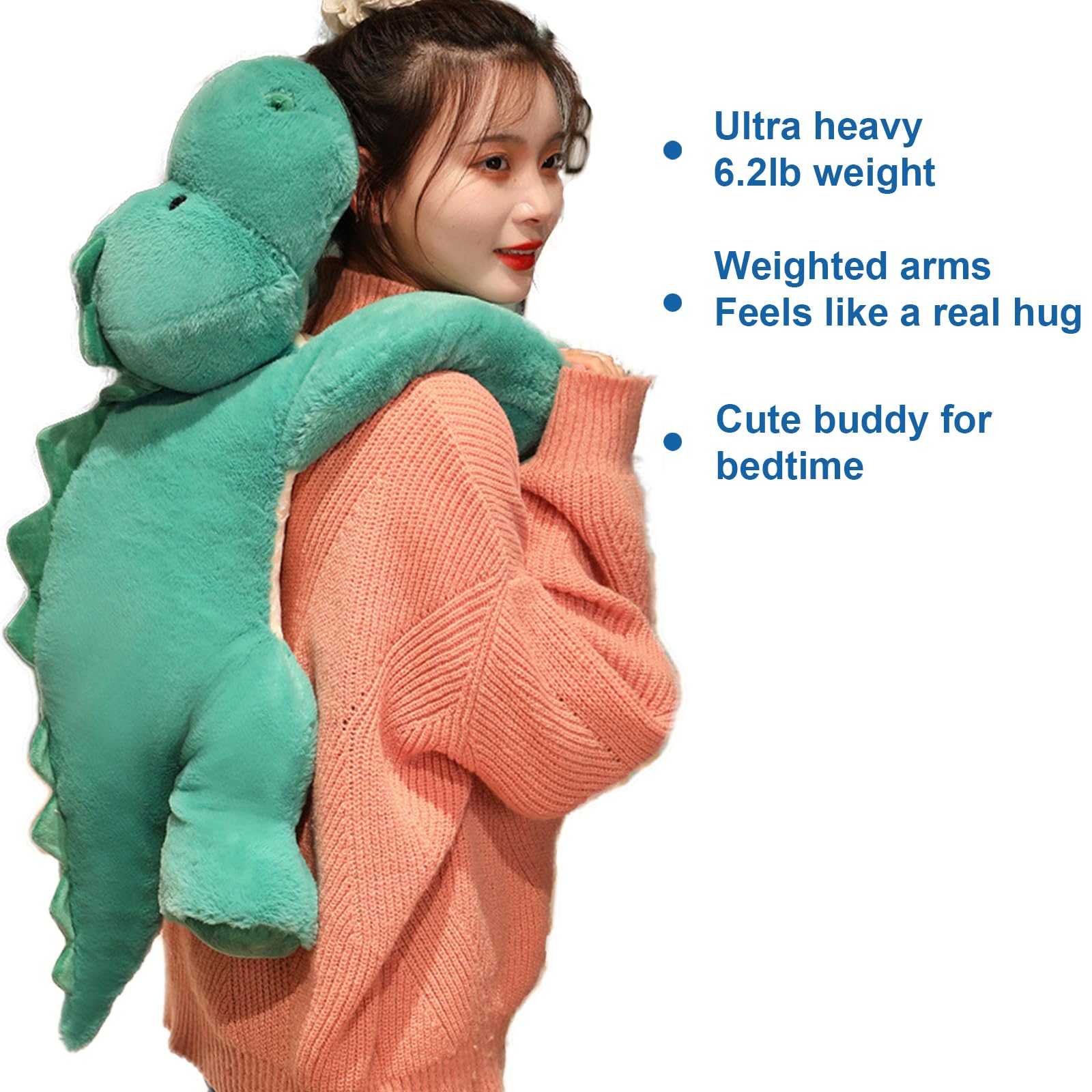 Weighted Stuffed Animals, 3.3 lbs Weighted Dinosaur Stuffed Animal Toy Dinosaur Weighted Plush Animals Throw Pillow Gifts for Boys Girls, 19.6 inch