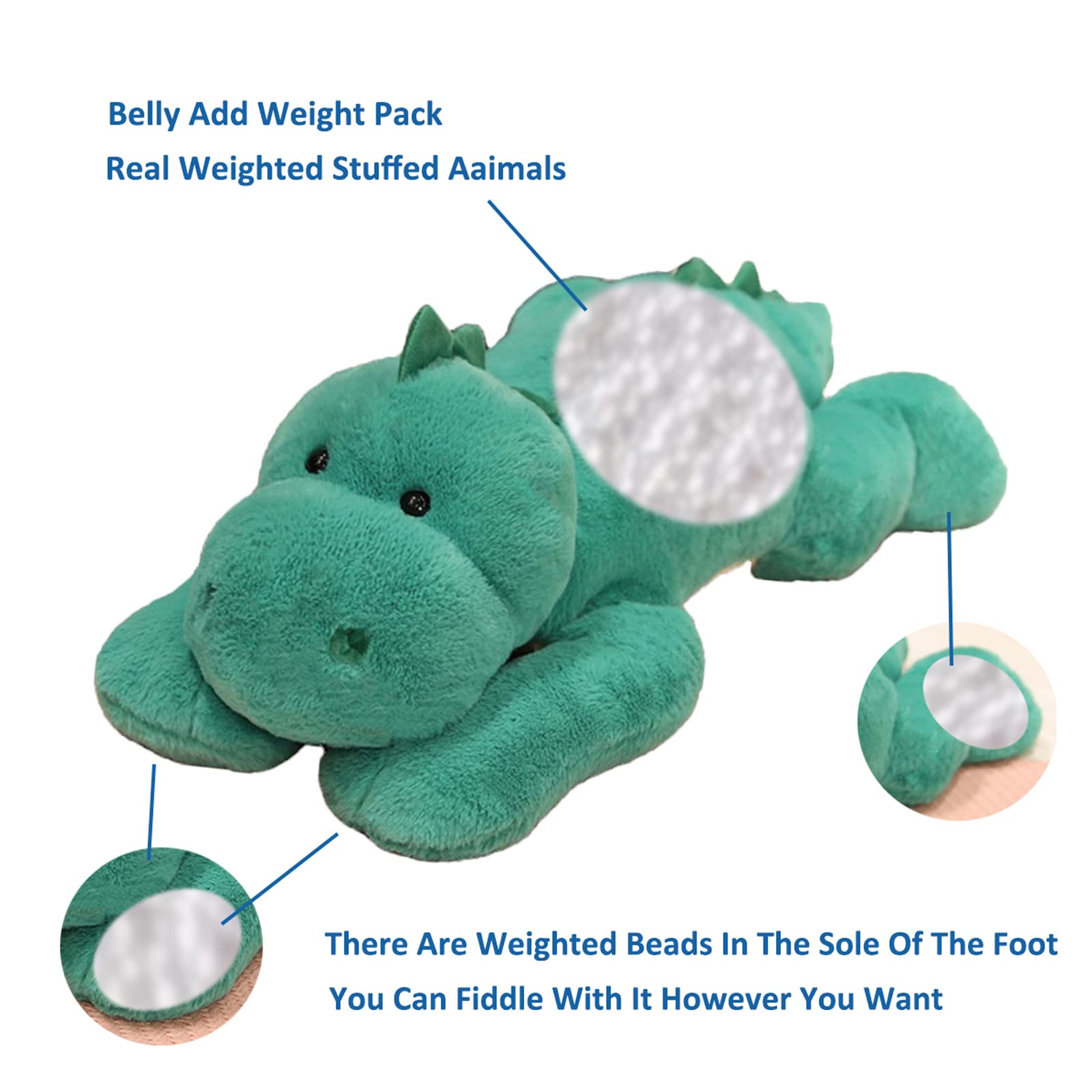 Weighted Stuffed Animals, 3.3 lbs Weighted Dinosaur Stuffed Animal Toy Dinosaur Weighted Plush Animals Throw Pillow Gifts for Boys Girls, 19.6 inch