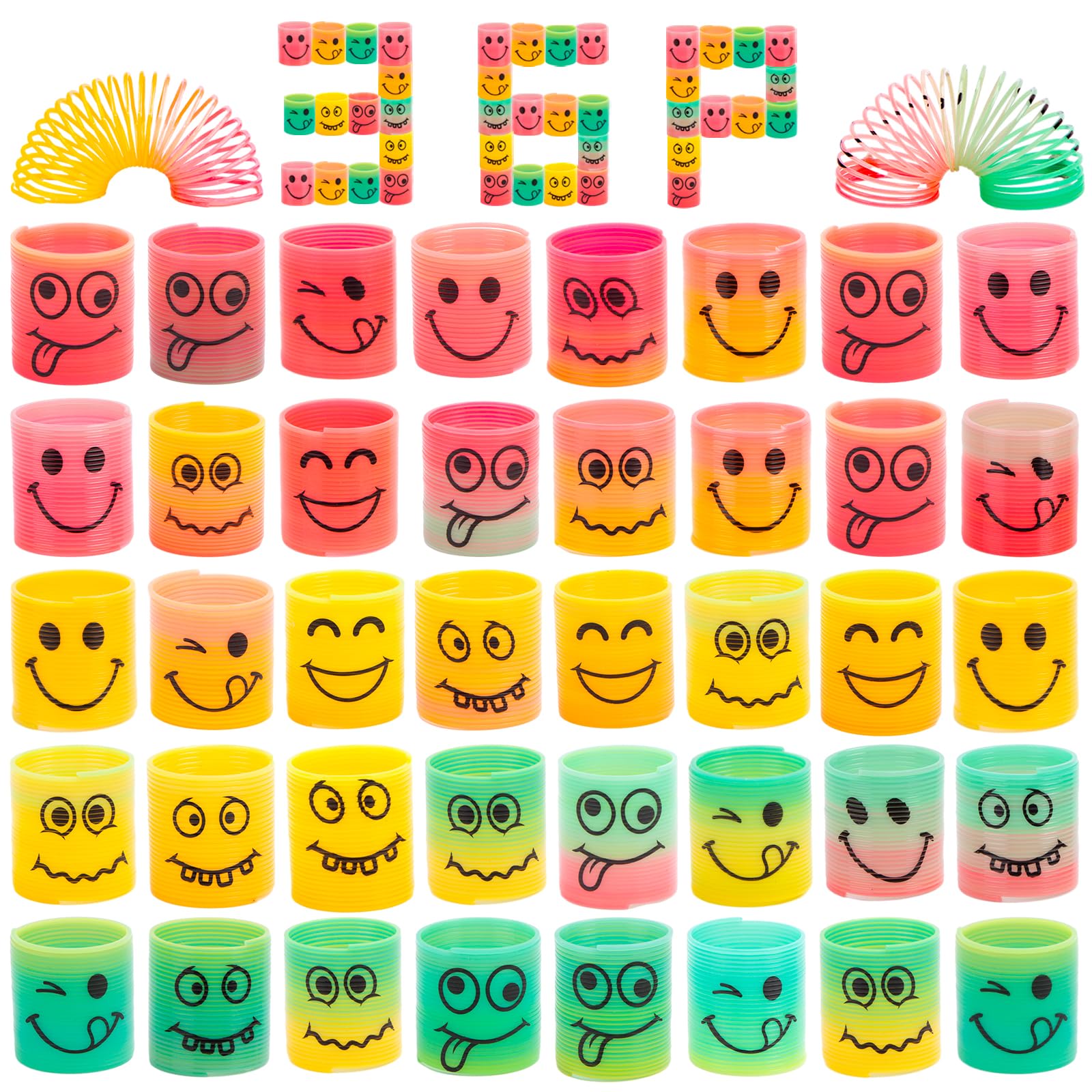 JOHOUSE 36PCS Mini Springs Toys, Rainbow Magic Fidget Stress Coil Mini Spring Bulk Toys for Party Favor Carnival Prize Birthday Goodie Bag Stuffers for Kids Boys Girls