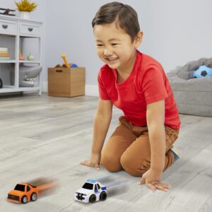 Little Tikes My First Cars Crazy Fast Cars 4-Pack Series 5 – Garbage Truck (Recycle), Race Car (Yellow), Muscle Car (Orange), Police Car (International), Pullback Toy Car Vehicles