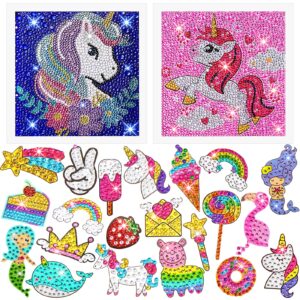 zonon 34 pieces 5d diamond painting kit for kids unicorn diamond painting gem painting kit diamond painting stickers diamond arts and crafts kits for girls children ages 6-12