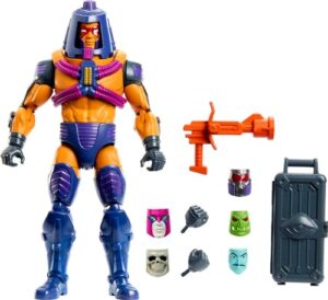 masters of the universe masterverse action figure, man-e-faces toy collectible with articulation & accessories, 7 inch