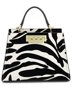 zac posen earthette small double compartment, multi white black