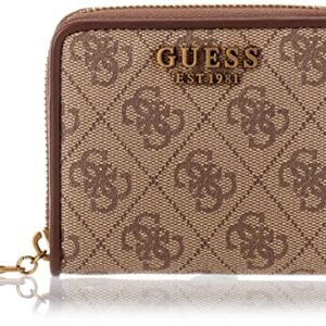 GUESS Izzy Small Zip Around Wallet, Latte Logo/Brown