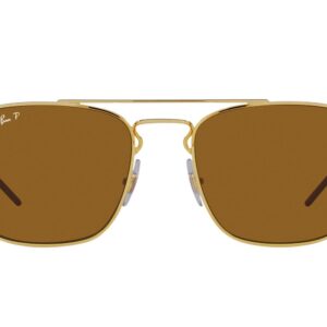 Ray-Ban RB3588 Square Sunglasses, Gold/Dark Brown Polarized, 55 mm