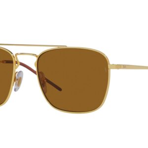 Ray-Ban RB3588 Square Sunglasses, Gold/Dark Brown Polarized, 55 mm