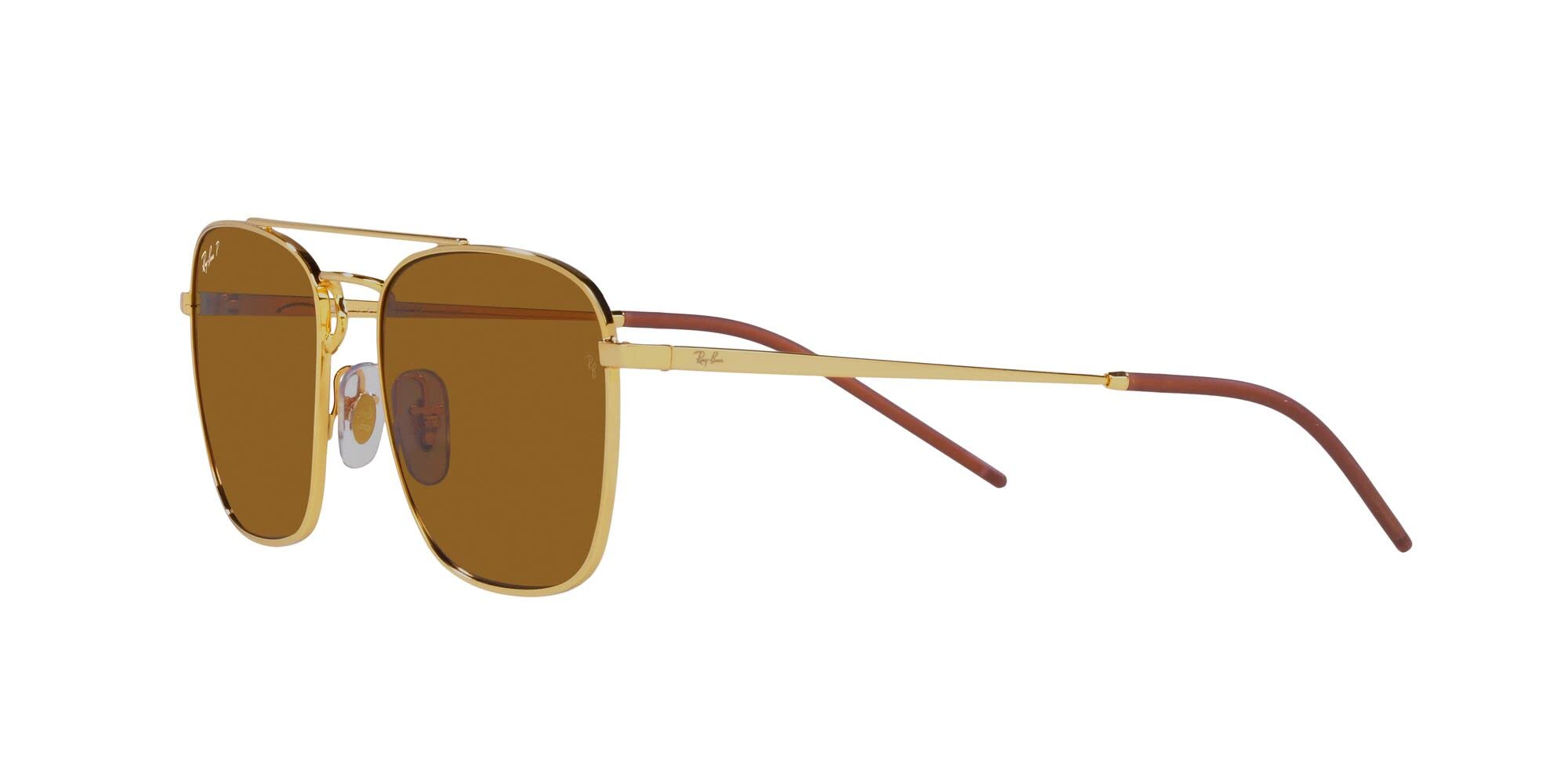 Ray-Ban RB3588 Square Sunglasses, Gold/Dark Brown Polarized, 55 mm