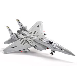 dahonpa f-15 eagle fighter military army airplane building bricks set, 262 pieces air-force build blocks toy, gift for kid and adult