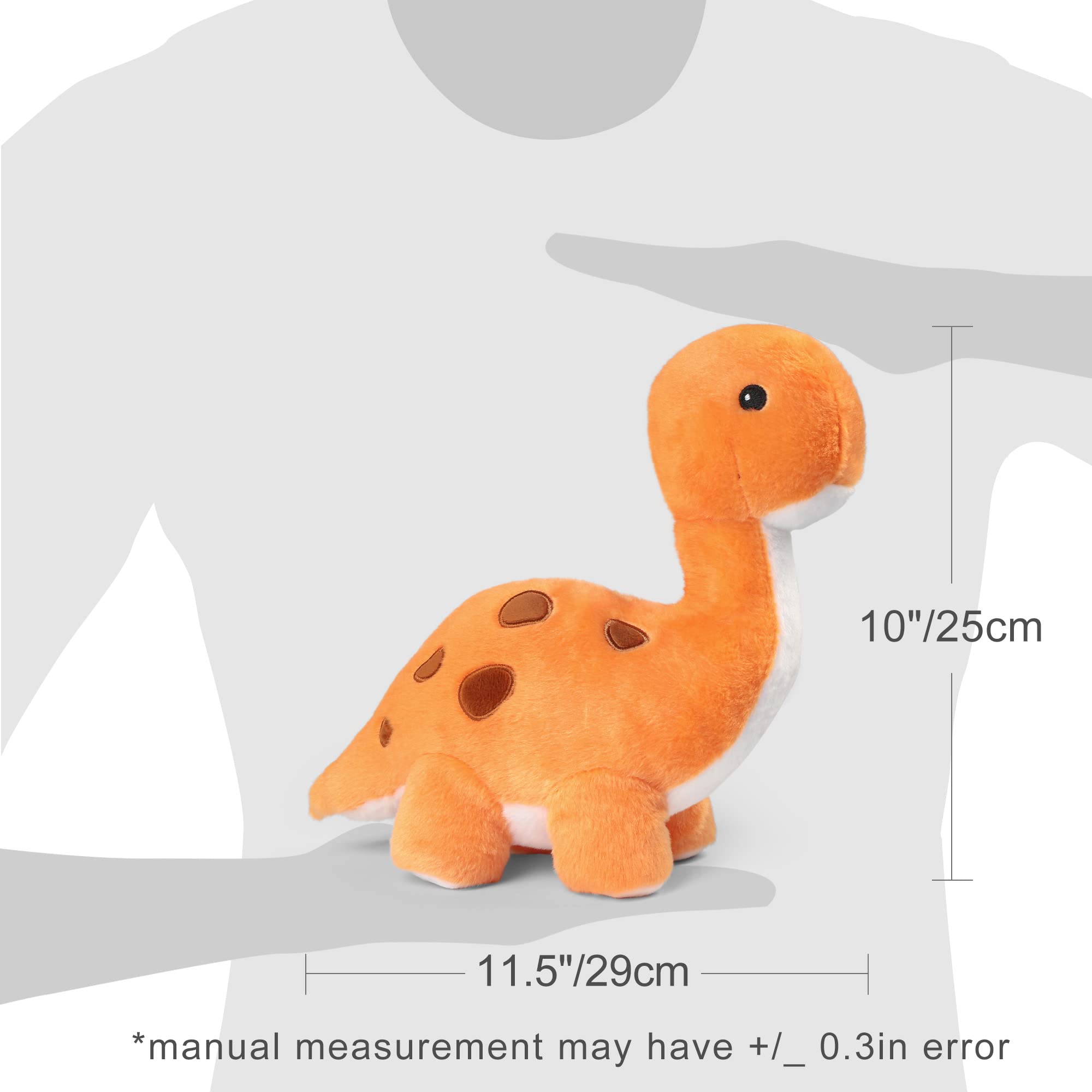 Benben Dinosaur Stuffed Animal, 11.5” Dino Plush Toys, Cute Plushies for Kids, Brachiosaurus, Baby Shower, Easter Decorations, Orange