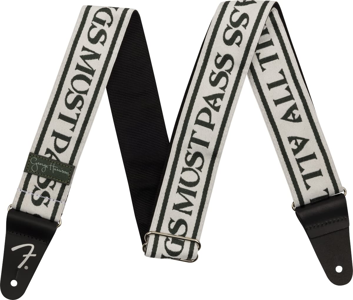 Fender George Harrison All Things Must Pass Logo Guitar Strap, 2in, White/Black