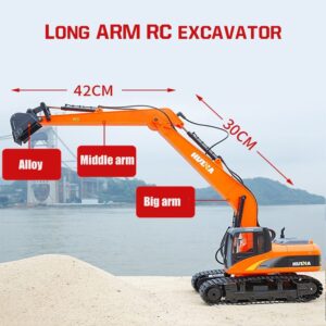 QIYHBVR 15 CH Super Long Robotic Arm Remote Control Digger,Toy Digger Remote Control Engineering Sand Digger Construction Vehicle Toy RC Excavator Toy Cars for Kids