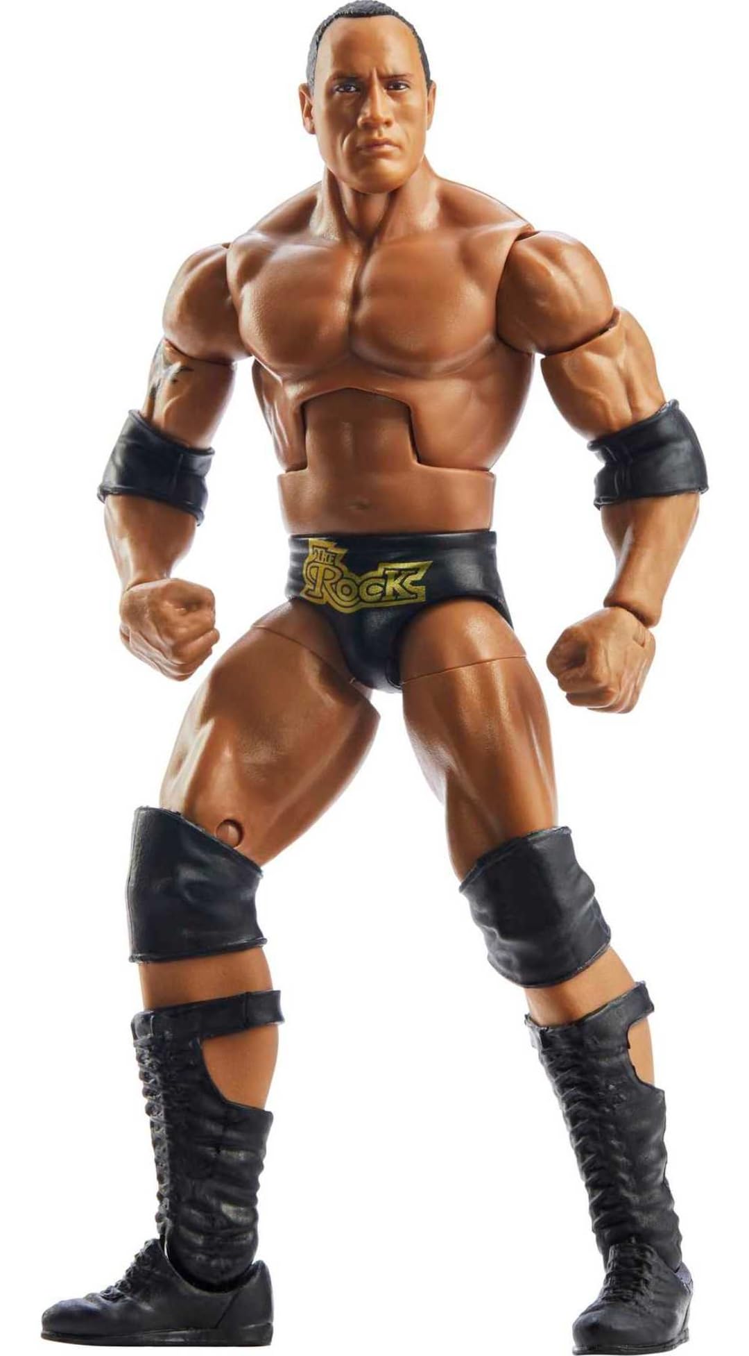 Mattel WWE The Rock WrestleMania Elite Collection Action Figure with Accessory & "Mean" Gene Okerlund Build-A-Figure Parts, 6-inch