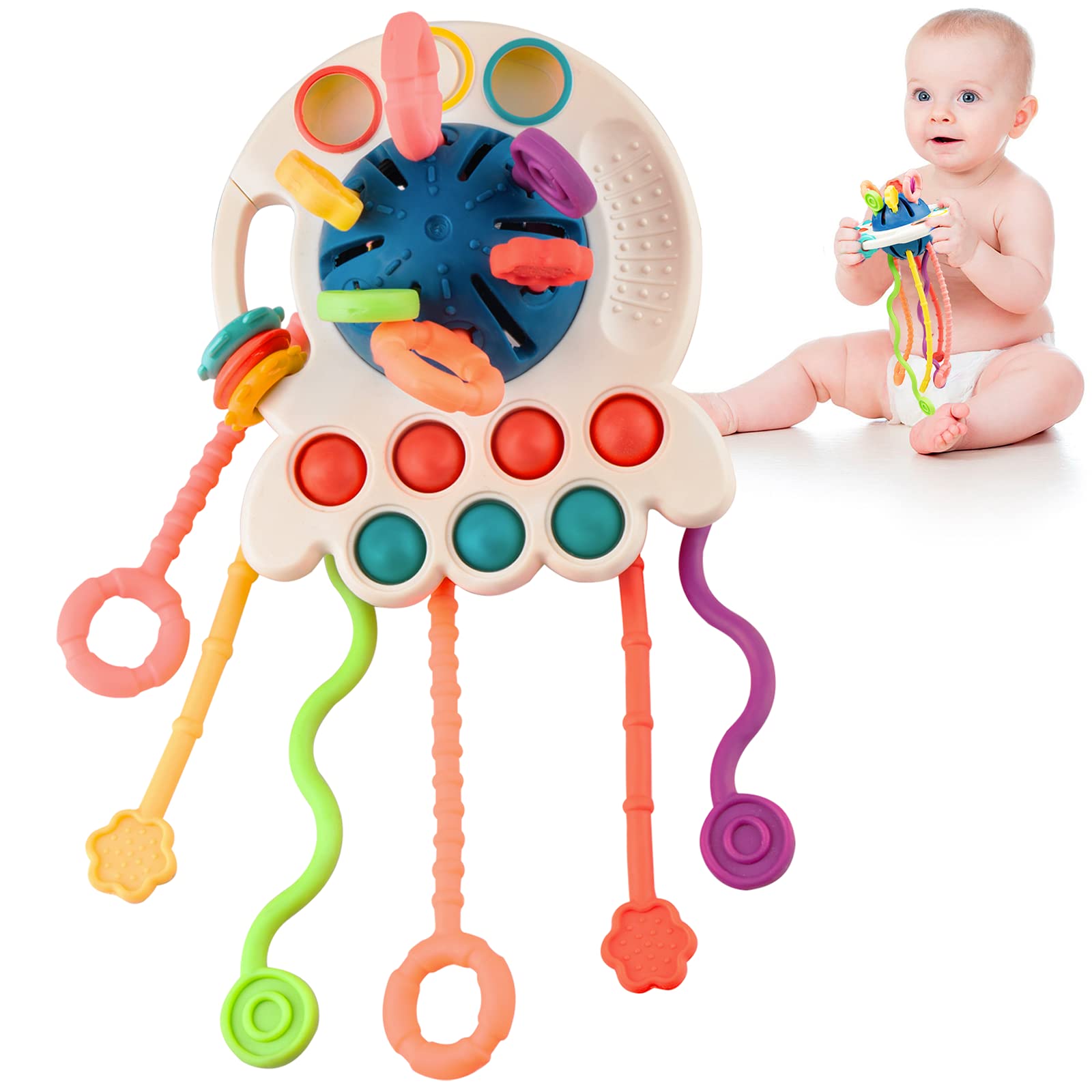 Xouduxpl Baby Toys, Montessori Toy for 6-12 12-18 Months Toddler Babies, Sensory Toy, Motor Skills & Pull String Activity for 1 2 3 4 5 6 Years Old Infant Boy Girl Easter Gifts