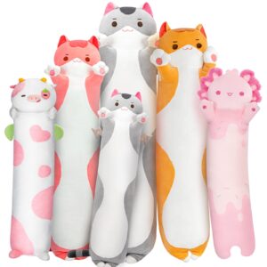 mewaii long cat plush body pillow, 20” cute cat stuffed animals soft plushies, kitten plush throw pillow doll toy gift for girlfriend