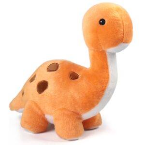 benben dinosaur stuffed animal, 11.5” dino plush toys, cute plushies for kids, brachiosaurus, baby shower, easter decorations, orange