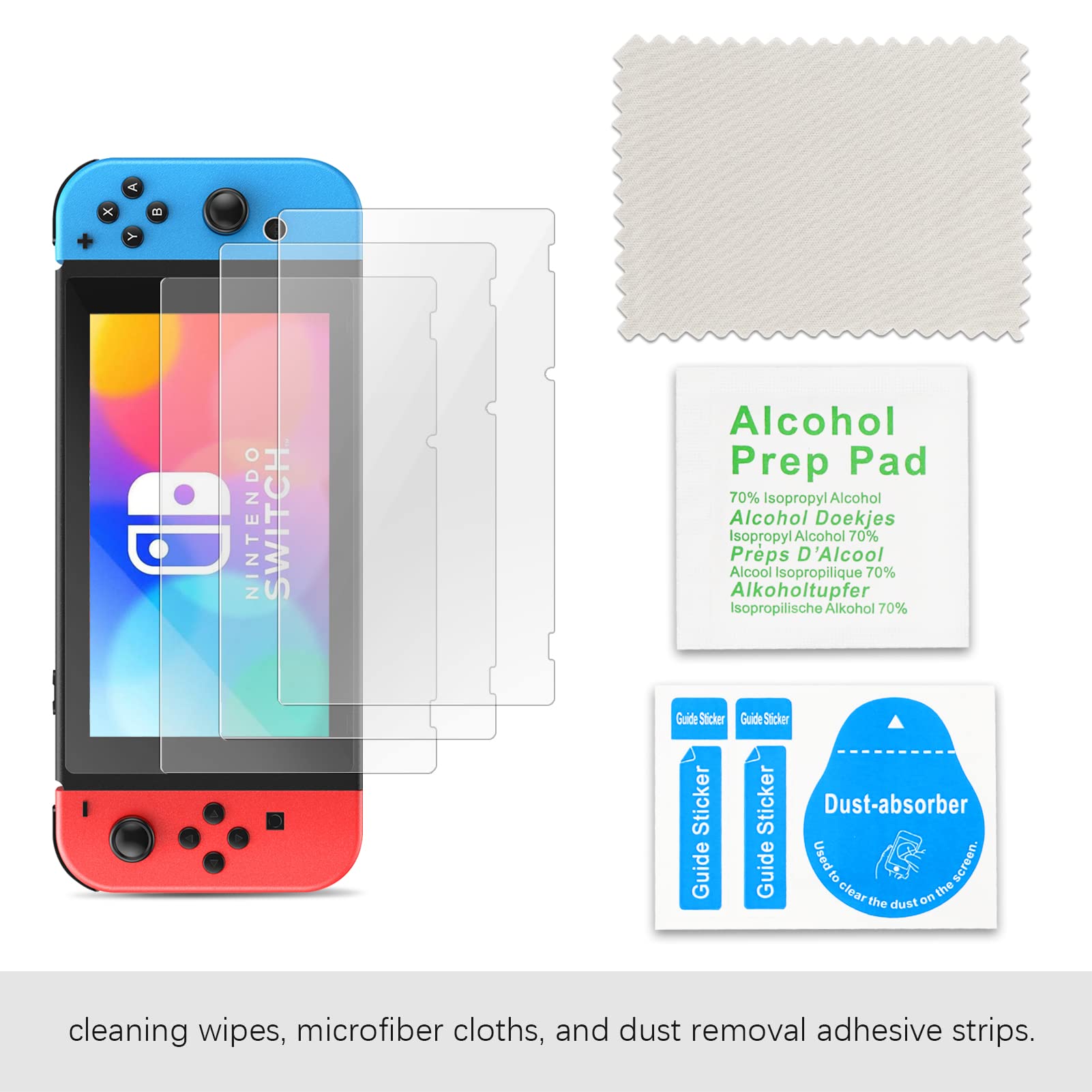 FYY (3 Packs Screen Protector Compatible with Nintendo Switch, Nintendo Switch Screen Protector Tempered Glass, HD Clarity Anti-Scratch Tempered Glass Film, 9H Hardness Screen Protector for Switch