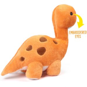 Benben Dinosaur Stuffed Animal, 11.5” Dino Plush Toys, Cute Plushies for Kids, Brachiosaurus, Baby Shower, Easter Decorations, Orange