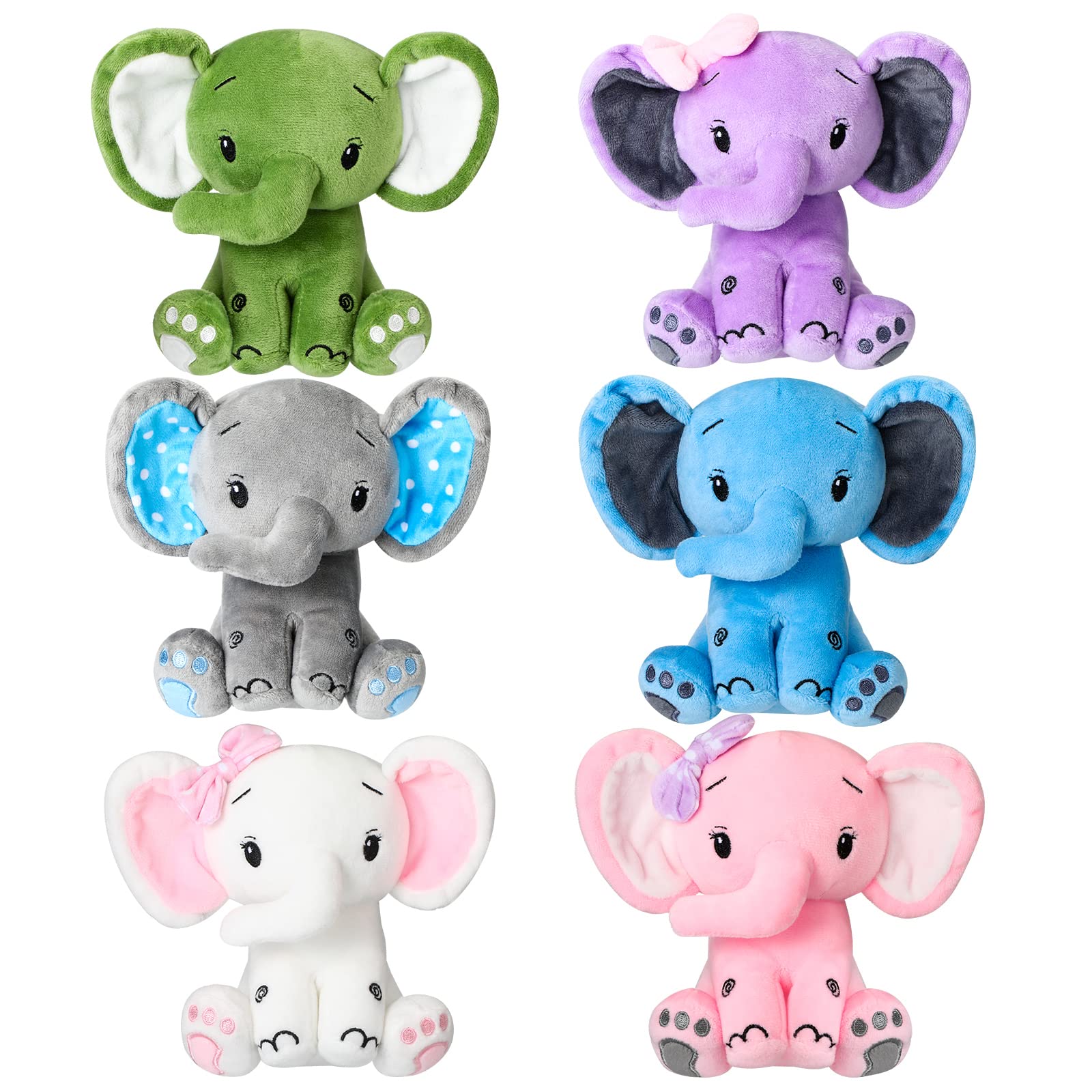 Harrycle 6 Pcs Operation Christmas Plush Elephant Stuffed Animal Toys 6 Inch Cute Soft Forest Elephant Animals for Baby Shower Christian Birthday Party(Multicolor)