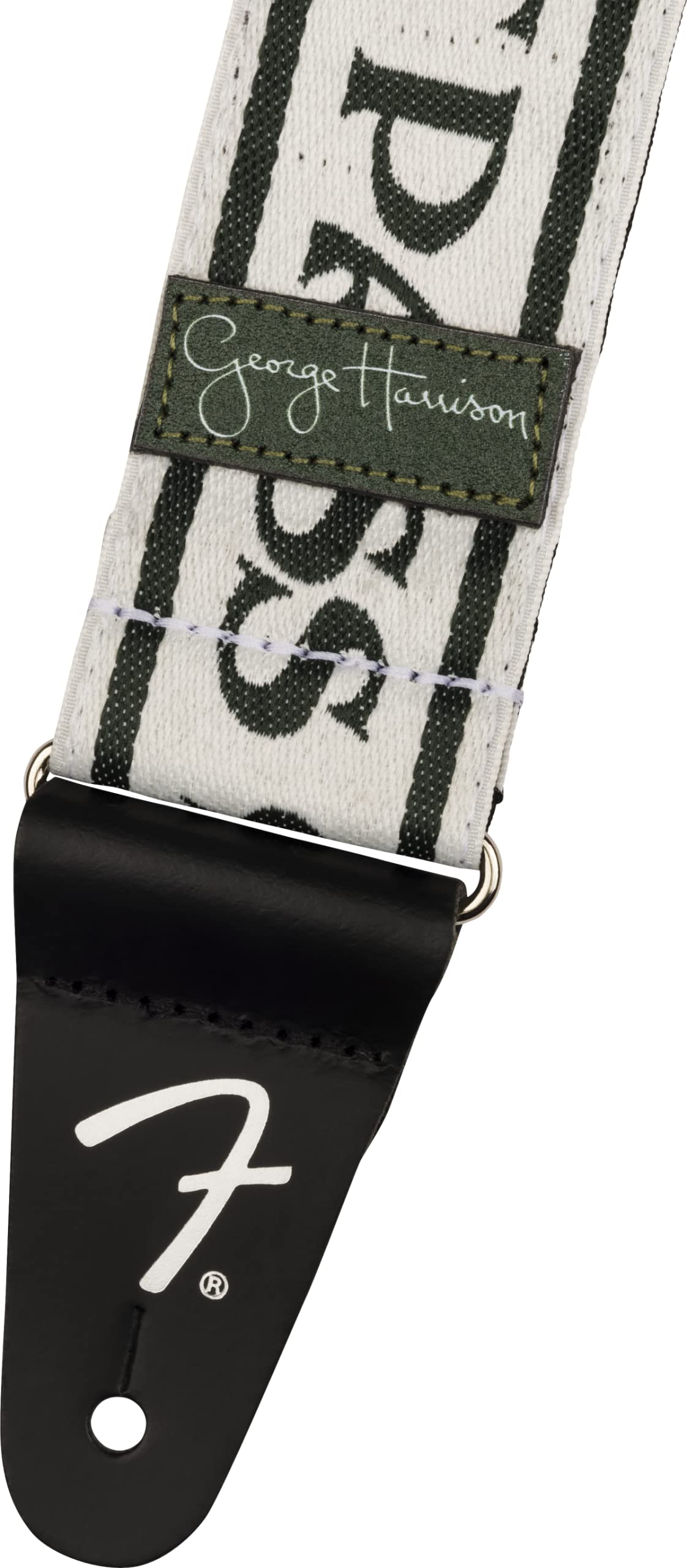 Fender George Harrison All Things Must Pass Logo Guitar Strap, 2in, White/Black