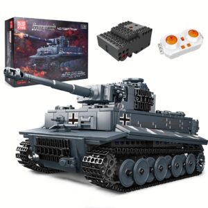 mould king 20014 tiger tank building blocks toy, moc technology tiger tank, military vehicle model construction blocks toys with with remote controller