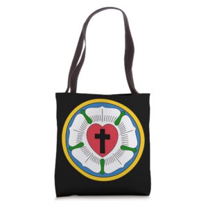 lutheran 95 theses martin luther rose reformation concords tote bag