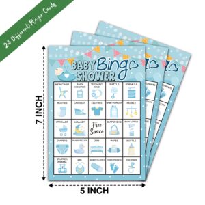 ZEDEV Blue Shower Bingo Game, Party Games with 24 Players, Family Activities, Bingo Cards for Party Supplies, Party Favors Gifts for Young Adults - blue06