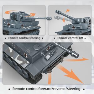 Mould King 20014 Tiger Tank Building Blocks Toy, MOC Technology Tiger Tank, Military Vehicle Model Construction Blocks Toys with with Remote Controller