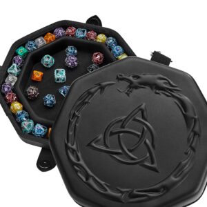 soar forge dice tray for dnd and rpg - premium celtic knot and dragon design - perfect dice rolling tray to protect dice for d&d - compatible with dungeons and dragons and other rpg