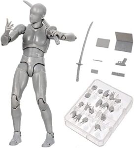 action figures body kun dx & body-chan dx pvc , drawing shf children kids collector toy gift with box, drawing mannequin, models for artists (grey male)