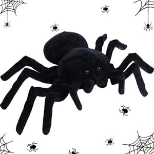 hydren halloween giant stuffed spider toy huge realistic black spider stuffed animal plush pillow christmas funny prank toys(15.75 x 9.84 inch)