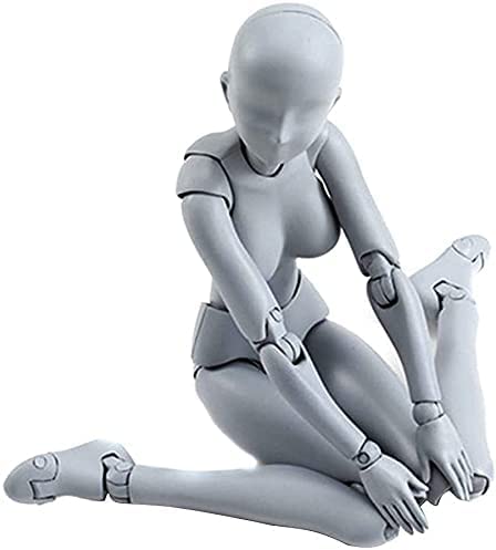 SYKIA Action Figures Body Kun DX & Body-Chan DX PVC Figure Model Drawing SHF Children Kids Collector Toy Gift with Box, Drawing Mannequin Figure Models for Artists (Grey Female)