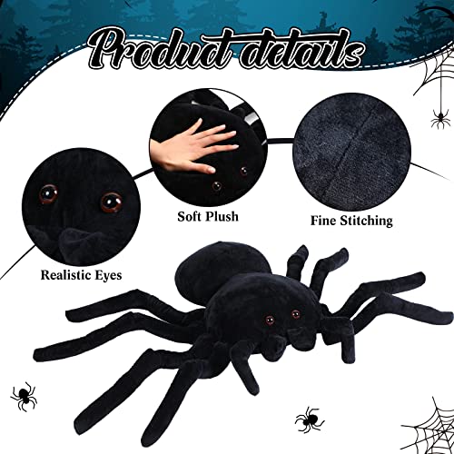 HyDren Halloween Giant Stuffed Spider Toy Huge Realistic Black Spider Stuffed Animal Plush Pillow Christmas Funny Prank Toys(15.75 x 9.84 Inch)