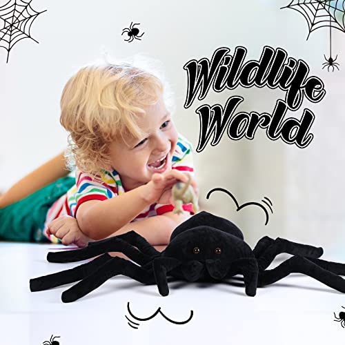 HyDren Halloween Giant Stuffed Spider Toy Huge Realistic Black Spider Stuffed Animal Plush Pillow Christmas Funny Prank Toys(15.75 x 9.84 Inch)