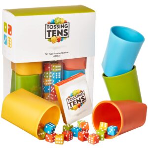 deluxe tossing tens dice game cups edition - includes 40 dice, 4 cups, & over 50 games!