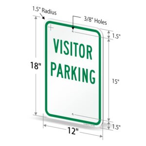 SmartSign Visitor Parking Sign - 2 Pack, 18 x 12 inch, 2mm Aluminum Composite, Pre-Drilled Holes, Made in USA, Green and White