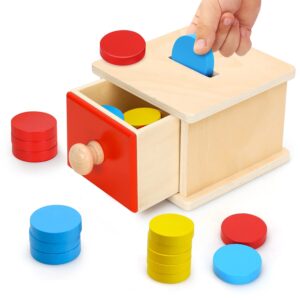 toy life montessori coin box toys object permanence toys for babies toddlers montessori toys for 1+ year old wooden montessori ball drop toys developmental toys for 2+ year old imbucare learning box