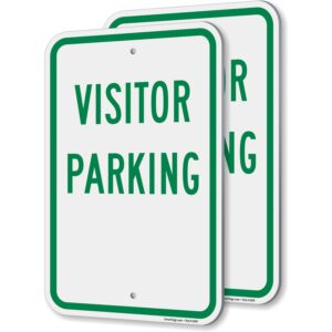 smartsign visitor parking sign - 2 pack, 18 x 12 inch, 2mm aluminum composite, pre-drilled holes, made in usa, green and white