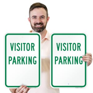 SmartSign Visitor Parking Sign - 2 Pack, 18 x 12 inch, 2mm Aluminum Composite, Pre-Drilled Holes, Made in USA, Green and White